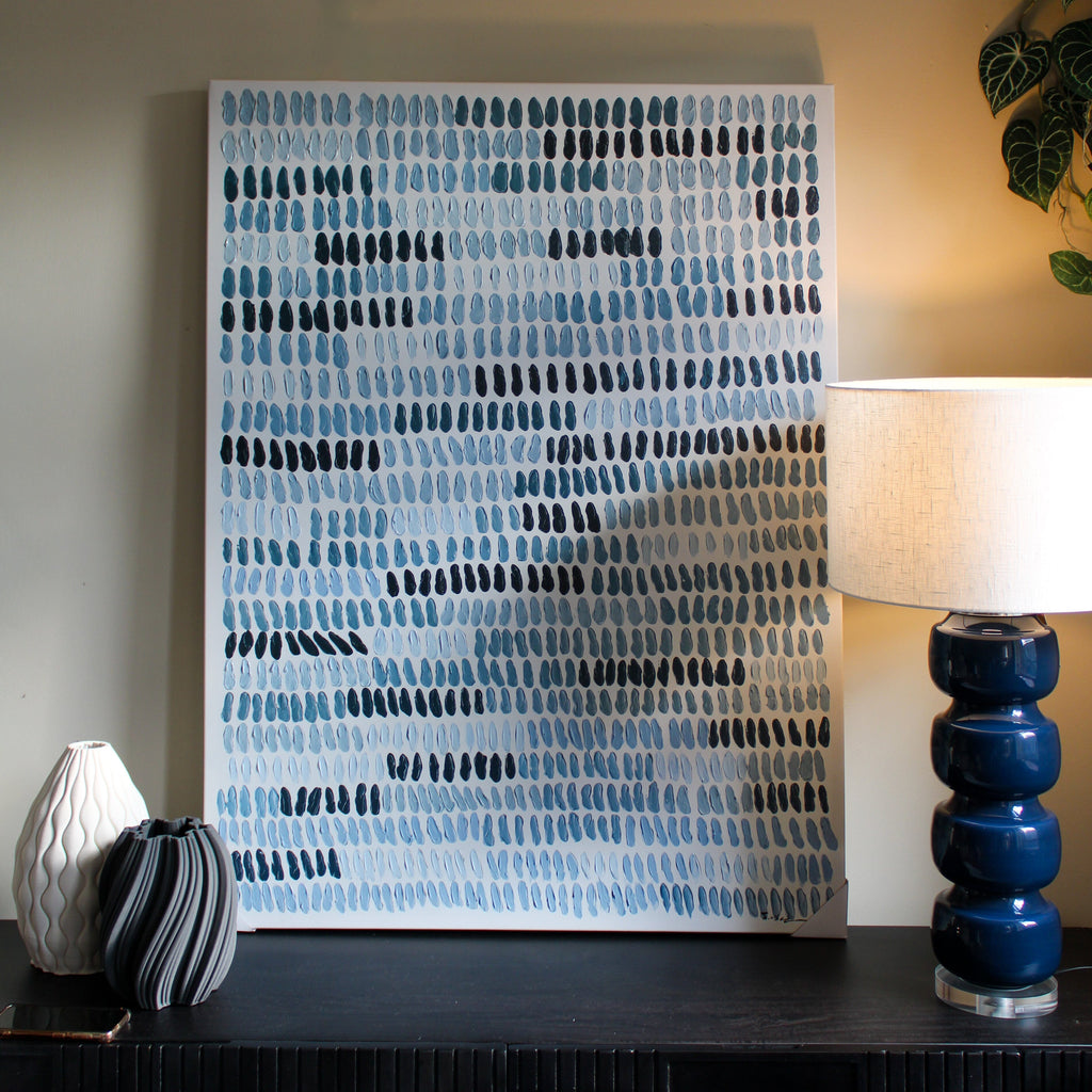 Blue Textured Dashes Canvas Art | 90cm X 120cm – Oriana B