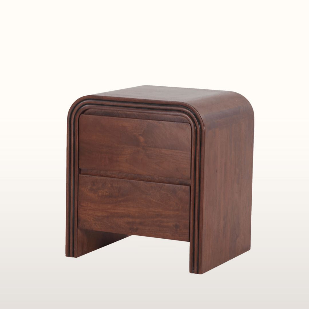 Curved Wood Bedside Table with Drawers – Oriana B