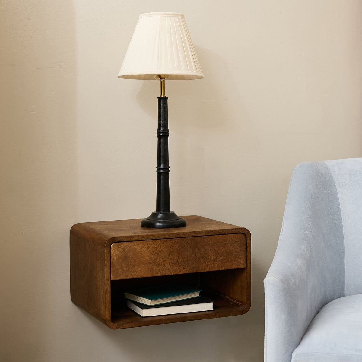 Delphi Floating Bedside Table | Pecan – Oriana B