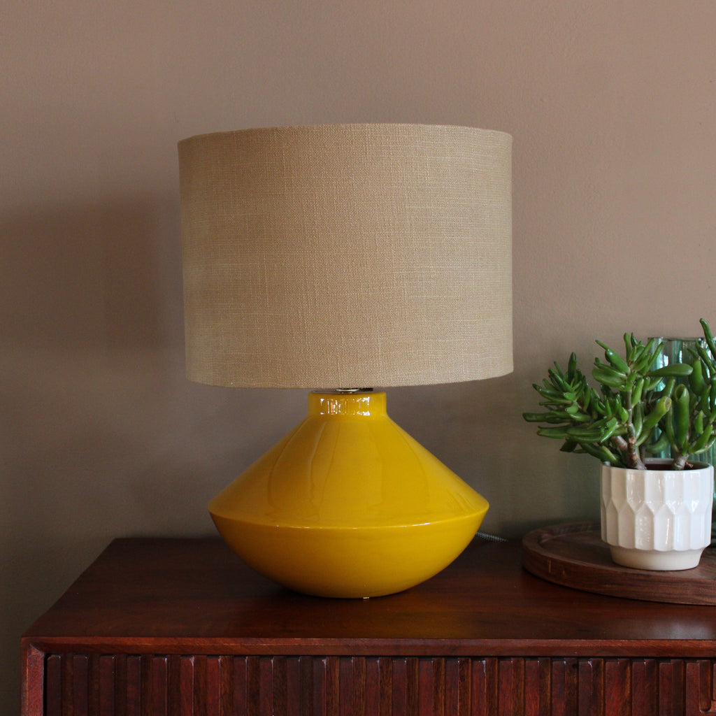 Mustard Lamp with Linen Shade – Oriana B