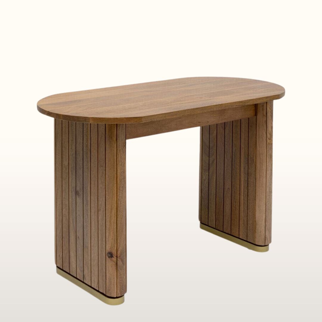 Curved Reeded Natural Wood Desk – Oriana B